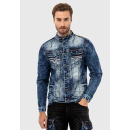 Cipo & Baxx CIPO & BAXX Herren Jeansjacke "Jacke", blau, Gr. M, unifarben, 99% Baumwolle, 1% Elasthan, Jacken, im trendigen Design