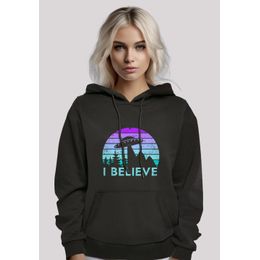 F4NT4STIC Damen Kapuzenpullover "I BELIEVE UFO Alien Raumschiff Retro", schwarz, Gr. XXL, Obermaterial: 65% Baumwolle, 35% Polyester, Pullover,