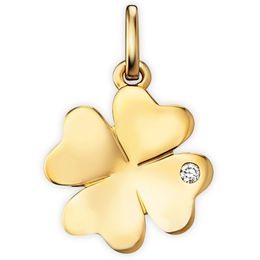 ONE ELEMENT Damen Kettenanh&auml;nger "0.01 ct Diamant Brillant Kleeblatt Anh&auml;nger aus 585 Gelbgold", 0,01, Diamanten Gelbgold 585 Gold, gold, Diamanten,