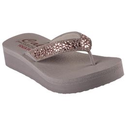Skechers Damen Zehentrenner "VINYASA-WILD DAISIES", Gr. 41, grau, Synthetik, Glitzer, Schuhe, mit Yoga Foam