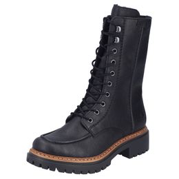 Rieker Damen Winterstiefelette, Gr. 41, schwarz, Lederimitat, unifarben, Schuhe, Blockabsatz, Schnürstiefelette, Schnürboots mit Warmfiutter