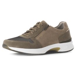Herren Keilsneaker, Gabor Rollingsoft, Gr. 10,5, grau, Mesh, Veloursleder, Schuhe, Freizeitschuh, Halbschuh, Schnürer mit Außenreißverschluss, G-Weite