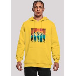 F4NT4STIC Herren Kapuzenpullover "Berg Sonnenuntergang Retro", gelb, Gr. XXL, Obermaterial: 65% Baumwolle, 35% Polyester, Pullover, Premium Qualit&auml;t