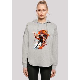 F4NT4STIC Damen Kapuzenpullover "Basketball Splash Sport Oversize Hoodie", grau, Gr. S, Obermaterial: 100% Baumwolle, Pullover, Print