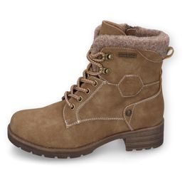 Damen Schn&uuml;rstiefelette, Dockers by Gerli, Gr. 37, braun, Nubuklederimitat, Textil, used, Schuhe, Schn&uuml;rboots, Winterstiefel mit Filz am Schaft