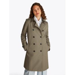 Tommy Hilfiger Damen Trenchcoat "COTTON DB SLIM FIT TRENCH", braun, Gr. 40, unifarben, Web, Obermaterial: 100% Baumwolle, Mäntel, mit den typischen