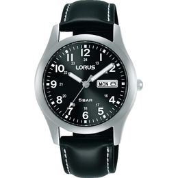 Lorus Herren Quarzuhr, schwarz, Armbanduhren, Armbanduhr, Herrenuhr, Damenuhr, Datum, Lederarmband