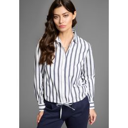 Laura Scott Damen Hemdbluse, blau, Gr. 40, gestreift, Web, Obermaterial: 60% Baumwolle, 38% Polyester, 2% Elasthan, Blusen, in verk&uuml;rzter Form mit