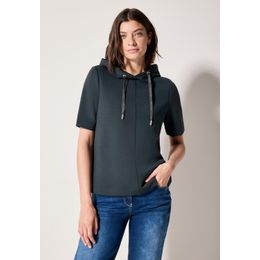 Sweatshirt Cecil, Damen, Gr. S38, grün (slate khaki), Sweatware, 46% Modal, 46% Polyester, 8% Elasthan, unifarben, gerade, ohne Ausschnitt, Bündchen, Sweatshirts, aus softem Materialmix