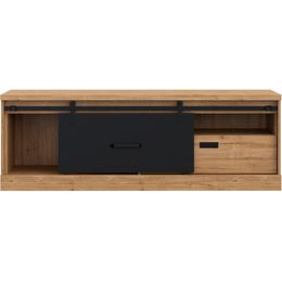 Lowboard FORTE, B:163,1cm H:56,2cm T:52cm, schwarz, Spanplatte, Wohnzimmer, Sideboards, "KaszimiroTV-Board, TV-Schrank"