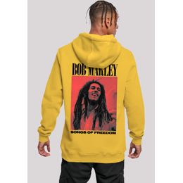 F4NT4STIC Herren Kapuzenpullover "Bob Marley Songs Of Freedom Reggae Music", gelb, Gr. S, Obermaterial: 65% Baumwolle, 35% Polyester, Pullover,