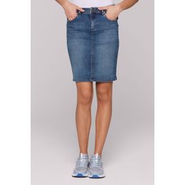 SOCCX Damen Jeansrock, blau, Gr. XS, used, Material: 65% Baumwolle, 20% Viskose, 13% Polyester, 2% Elasthan, Zusatz: Enthält nichttextile Teile