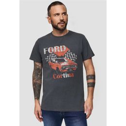 Recovered Herren T-Shirt "Ford Vintage Cortina", schwarz, Gr. L, bedruckt, 100% Baumwolle, Shirts, mit Frontprint im Vintage-Design