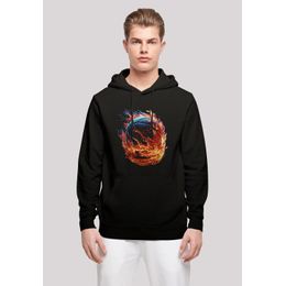 F4NT4STIC Herren Kapuzenpullover "Basketball On Fire Sport HOODIE", schwarz, Gr. M, Obermaterial: 50% Baumwolle, 50% Polyester, Pullover, Print