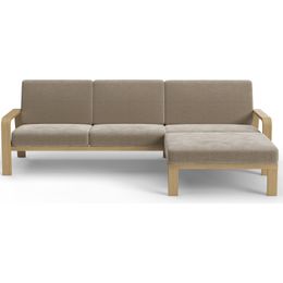 Sit & More Ecksofa SIT & MORE, B:264cm H:91cm T:178cm, beige, 95% Polyester, 10% Polyamid, Wohnzimmer, Sofas, "Kolding L-Form", Armlehnen aus Buchenholz in