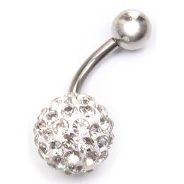 Firetti Damen Bauchnabelpiercing "Schmuck Geschenk Piercing Körperschmuck Kugel", silber, Edelstahl, Piercings, mit Glasstein