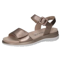 Caprice Damen Riemchensandale, Gr. 38, grau, Leder, Schuhe, Keilsandalette, Sommerschuh, Bequemschuh in Metallic-Optik