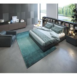 Wollteppich my home, B:70cm H:14mm L:140cm, blau, Wolle, Teppiche, "Violetta", reine Wolle, handgewebt, weiche Haptik