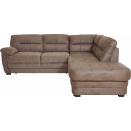 Ecksofa COTTA, B:250cm H:88cm T:234cm, braun, Luxus-Kunstleder, frei im Raum stellbar;Luxus-Microfaser (100% Polyester), frei im Raum