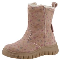Naturino Mädchen Winterstiefel "PUKAK ZIP WP Weite: schmal", Gr. 40, rosa, Veloursleder, geblümt, Schuhe, Schlupfstiefel mit TEX-Ausstattung,