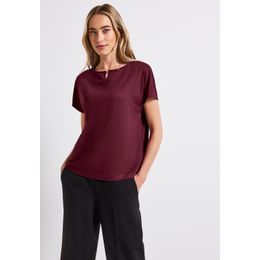 Street One Damen T-Shirt, rot, Gr. 34, unifarben, Jersey, 95% Viskose, 5% Elasthan, Shirts, mit Materialmix