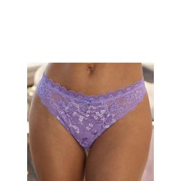 Lascana Damen String, Gr. 36, lila, Spitze, Obermaterial: 50% Polyamid, 30% Polyester, 20% Elasthan, Unterhosen, aus edler Stickereispitze und