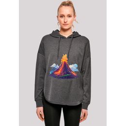 F4NT4STIC Damen Kapuzenpullover "Vulkanausbruch", grau, Gr. M, Obermaterial: 100% Baumwolle, Pullover, Premium Qualit&auml;t