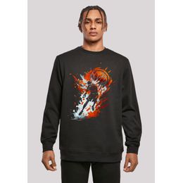 F4NT4STIC Damen Kapuzenpullover "Basketball Splash Orange Sport CREW", schwarz, Gr. S, Obermaterial: 50% Baumwolle, 50% Polyester, Pullover, Print