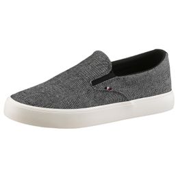 Tommy Hilfiger Herren Slip-On Sneaker "TH HI VULC LOW SLIP ON CH", Gr. 48, grau, Textil, meliert, Schuhe, Freizeitschuh, Schlupfschuh, Halbschuh mit
