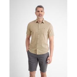 Lerros Herren Kurzarmhemd "Lerros Halbarmhemd mit Leinenanteil, unifarben", beige, Gr. S, 80% Baumwolle, 20% Leinen, Hemden