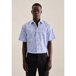 Seidensticker Herren Businesshemd "Regular", blau, Gr. 42, Paisley, 100% Baumwolle, Hemden, Regular Kurzarm Kentkragen Paisley