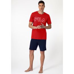 Fila Herren Shorty "MAN JERSEY PYJAMAS", Gr. M, rot, Jersey, Obermaterial: 100% Baumwolle, unifarben, Homewear-Sets, mit bequemen Shorts, Kurzarm,
