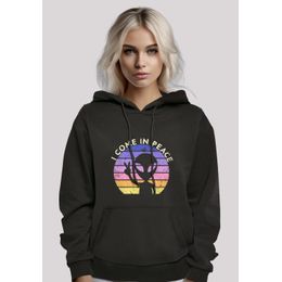 F4NT4STIC Damen Kapuzenpullover "Alien Peace Sunset", schwarz, Gr. XL, Obermaterial: 65% Baumwolle, 35% Polyester, Pullover, Premium Qualit&auml;t