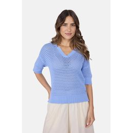 LIEBLINGSST&Uuml;CK LIEBLINGSST&Uuml;CK Damen Strickpullover "PinsaL", blau, Gr. 36, clean, leicht transparent, unifarben, Strick, Obermaterial: 100% Baumwolle, Pullover, mit