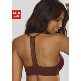 Lascana Damen Push-up-BH, Gr. 85, braun, Spitze, Obermaterial: 60% Polyamid, 35% Polyester, 5% Elasthan, BHs, mit Bügel und dekorativem Stickereiband
