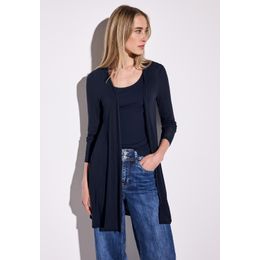 Street One Damen Cardigan, blau, Gr. 34, unifarben, Stoff, 91% Viskose, 9% Elasthan, Strickjacken, aus softem Materialmix