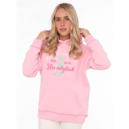 Zwillingsherz Damen Hoodie ""Gl&uuml;cklich am Strand"", pink, Gr. LXL, Obermaterial: 50% Baumwolle, 50% Polyester, Sweatshirts, mit maritimer Stickerei,