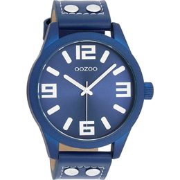 Oozoo Damen Quarzuhr, blau, Armbanduhren, Armbanduhr, Damenuhr, Herrenuhr, Lederarmband, &Oslash; 46mm