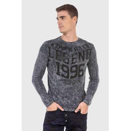 Cipo & Baxx CIPO & BAXX Herren T-Shirt "Sweatshirts", grau, Gr. S, bedruckt, 95% Baumwolle;5% Elasthan, Shirts, mit beidseitigem Print