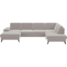 Sit & More Wohnlandschaft SIT & MORE, B:335cm H:82cm T:212cm, grau, 100% Polyester, Sofas, "Morris U-Form, inkl. Sitztiefenverstellung", wahlweise mit