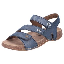 Rieker Damen Sandale, Gr. 40, blau, Leder, Schuhe, Sommerschuh, Sandalette mit praktischen Klettverschlüssen
