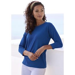 Vivance Damen Langarmshirt "mit modischer Struktur", blau, Basic, Gr. 36, Strukturmuster, unifarben, Strick, Obermaterial: 65% Polyester (REPREVE),