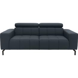 2-Sitzer DOMO collection, B:208cm H:79cm T:104cm, grau, Echtleder, Sofas, "Cunelli zeitlos und elegant, moderne Sitznähte als Designelement",