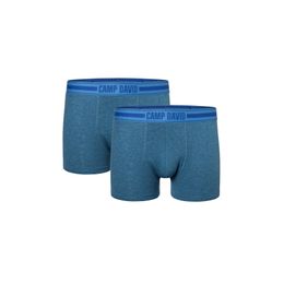 CAMP DAVID Herren Boxershorts "casual", Gr. M, blau, Obermaterial: 95% Baumwolle, 5% Elasthan, kontrastfarbene Details, meliert, unifarben,