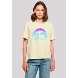 F4NT4STIC Damen T-Shirt "I BELIEVE UFO Alien Raumschiff Retro", gelb, Gr. L, Obermaterial: 100% Baumwolle, Shirts, Premium Qualit&auml;t