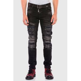 Cipo & Baxx CIPO & BAXX Herren 5-Pocket-Jeans "Jeans", schwarz, Gr. 32, unifarben, 98% Baumwolle, 2% Elasthan, Jeans, im destroyed Look