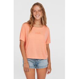 O`Neill O'NEILL Damen T-Shirt "Essentials Script T-Shirt", rot, Gr. XS, Obermaterial: 85% Polyester, 15% Leinen, Shirts
