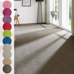 ANDIAMO Teppichboden "Ines, Kräuselvelours, Made in Netherlands", B : 400cm 1 Stk., 8,5mm, L: 500cm, grau, Schlafzimmer, Teppiche, Uni Farben, Breite