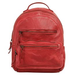 CLUTY Cityrucksack, rot, Leder, Rindsleder, unifarben, Rucksäcke, echt Leder, Made in Italy