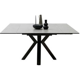 Esstisch MCA furniture, B:150cm H:76cm T:90cm, grau, Keramik / Sicherheitsglas schwarz lackiert / 13 mm, Metall;Gestell: Metall, schwarz matt